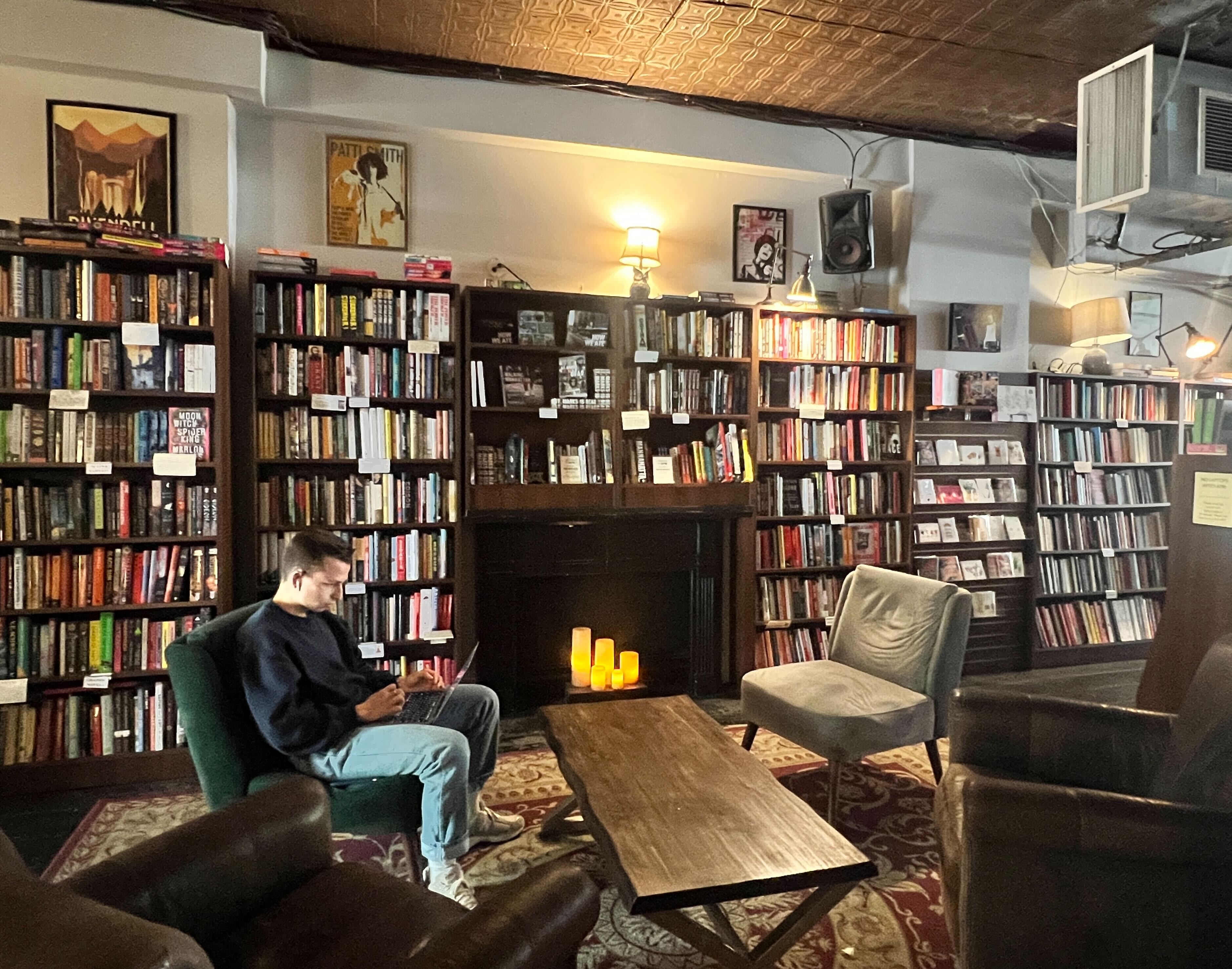 cozy library cafe